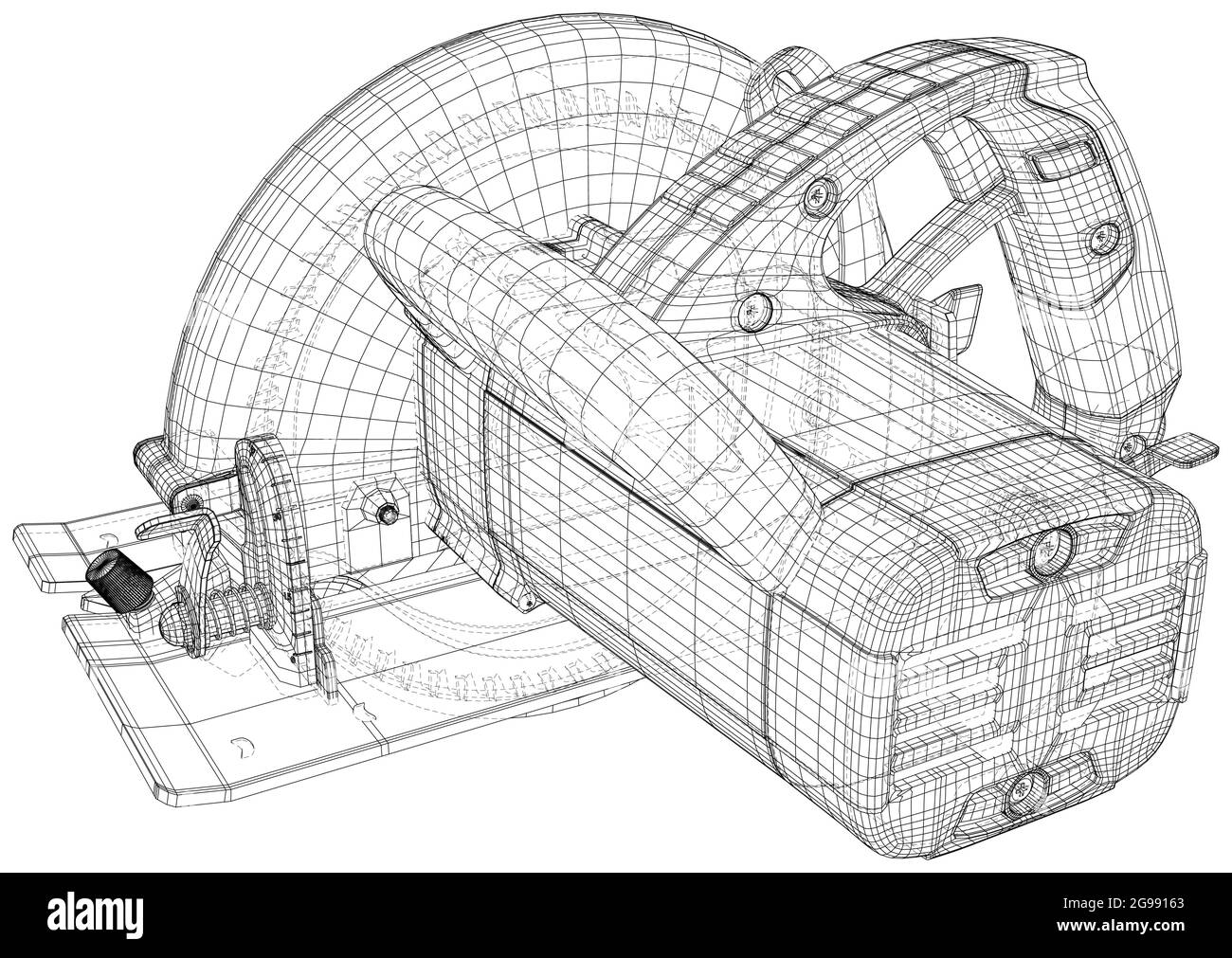Circular electric saw. Power Tools. Circular saw. Wire-frame EPS10 ...