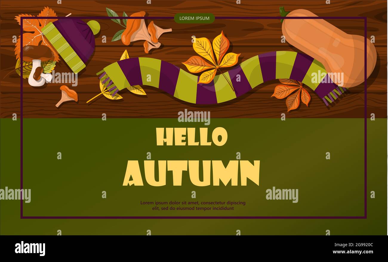 Bright vector autumn sales banner.Hello autumn.Advertising, shopping ...