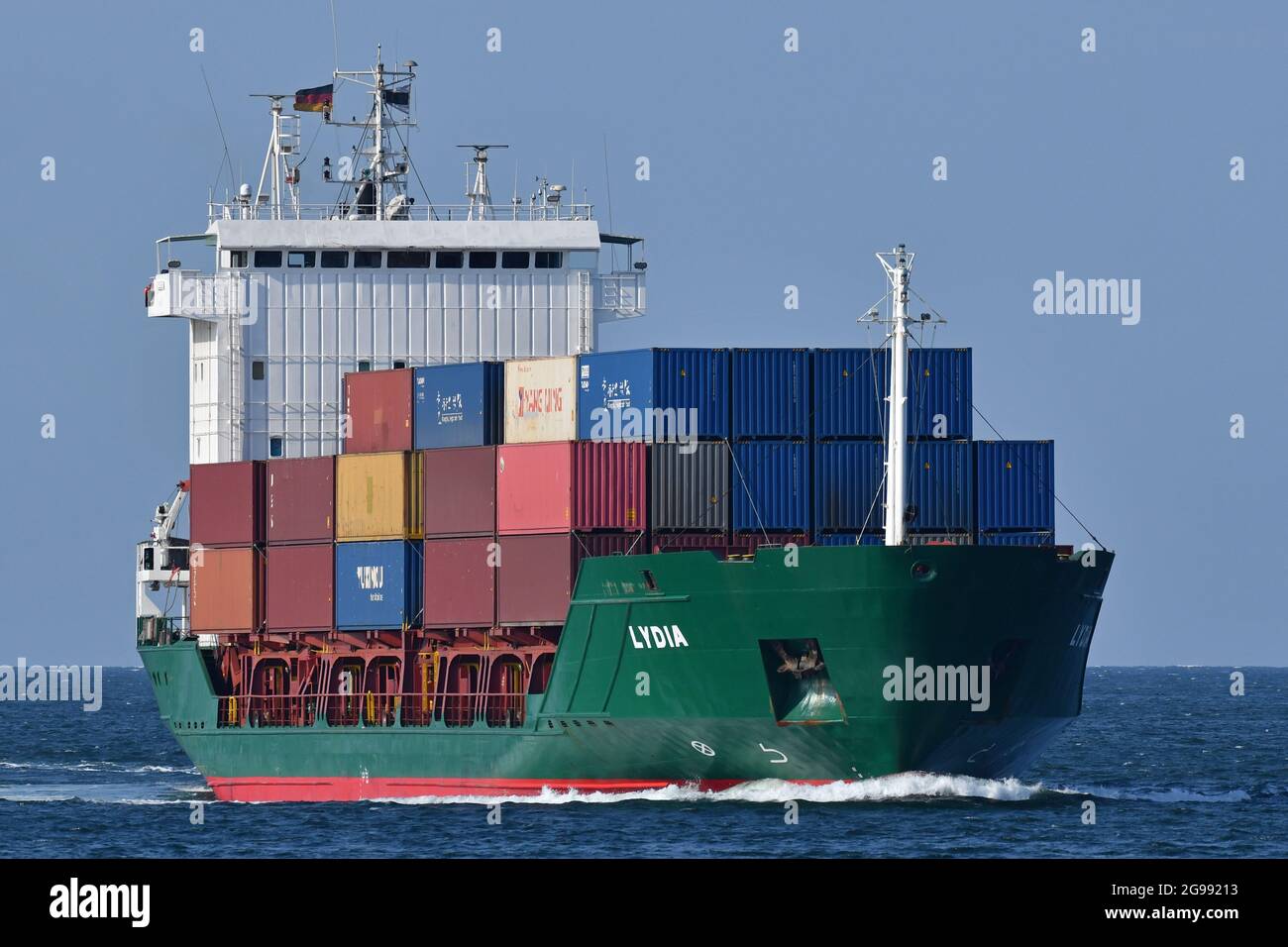 Lithuanian Containerfeeder LYDIA inbound Kiel Fjord Stock Photo - Alamy