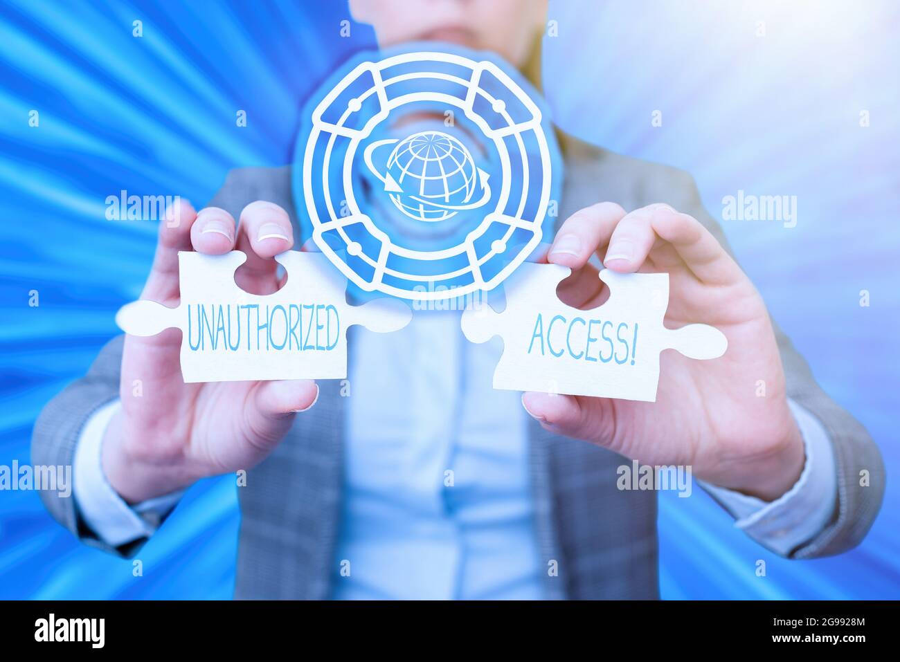 Sign displaying Unauthorized Access. Business showcase use of a ...