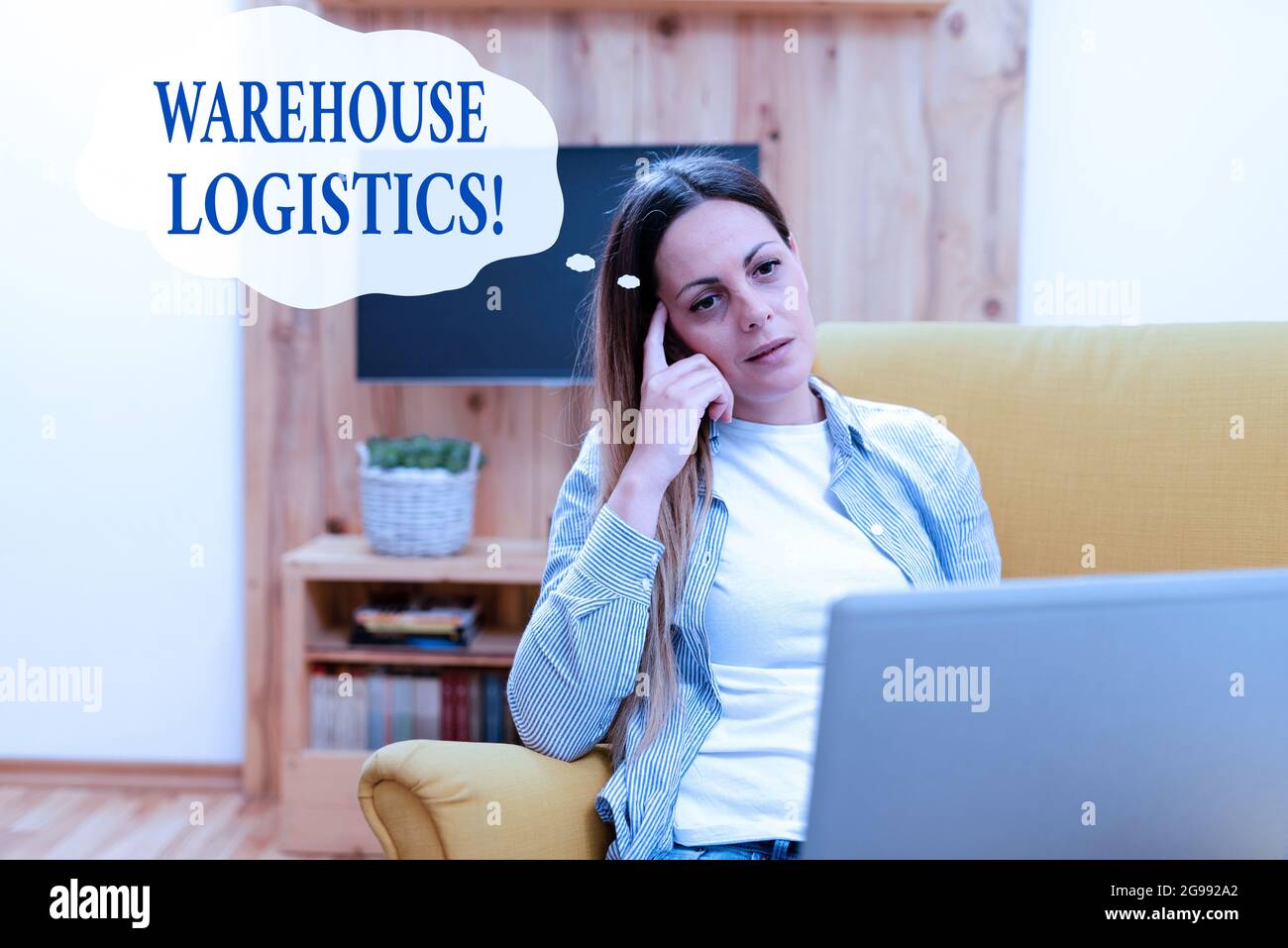 Text sign showing Warehouse Logistics. Business overview flow of both ...