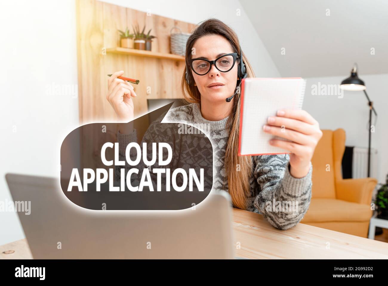 Text caption presenting Cloud Application. Concept meaning the software ...