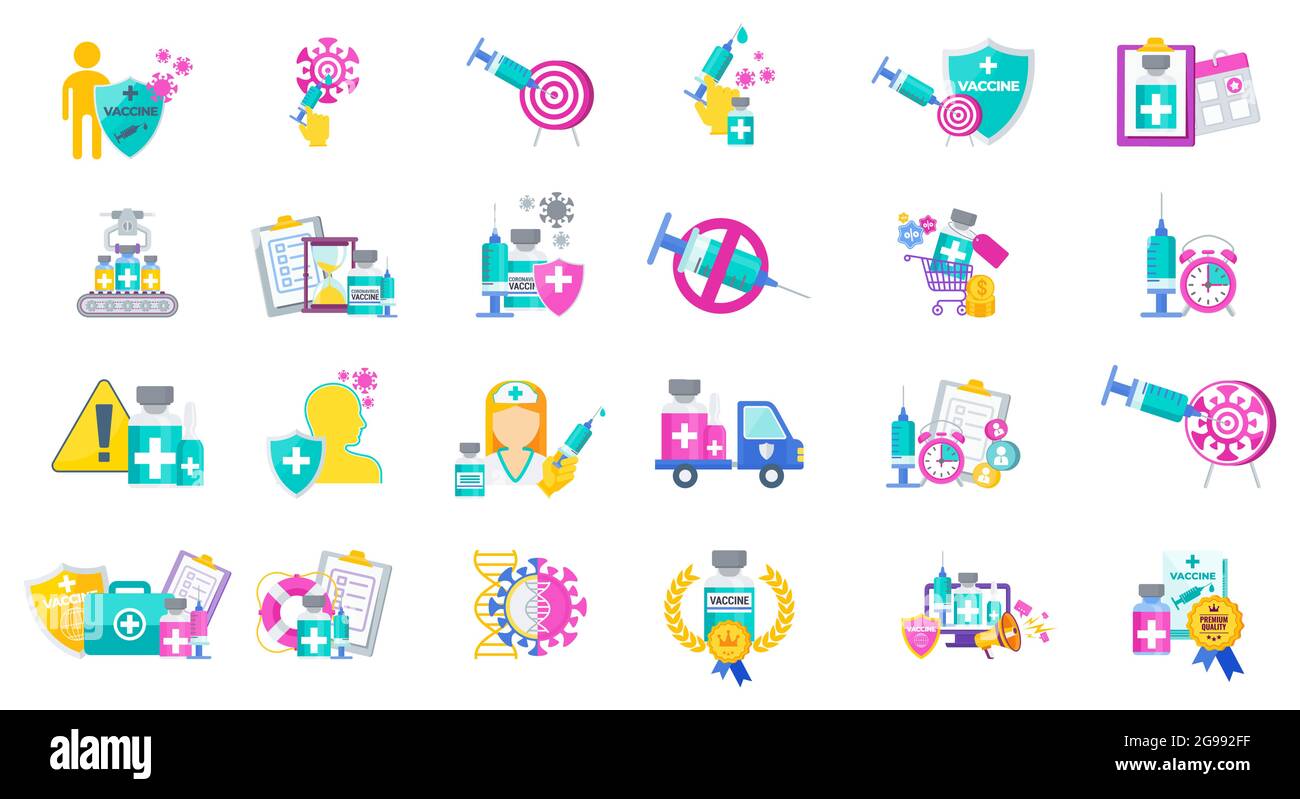 Vaccination icons set. Vaccination plan. Global immunization Stock ...