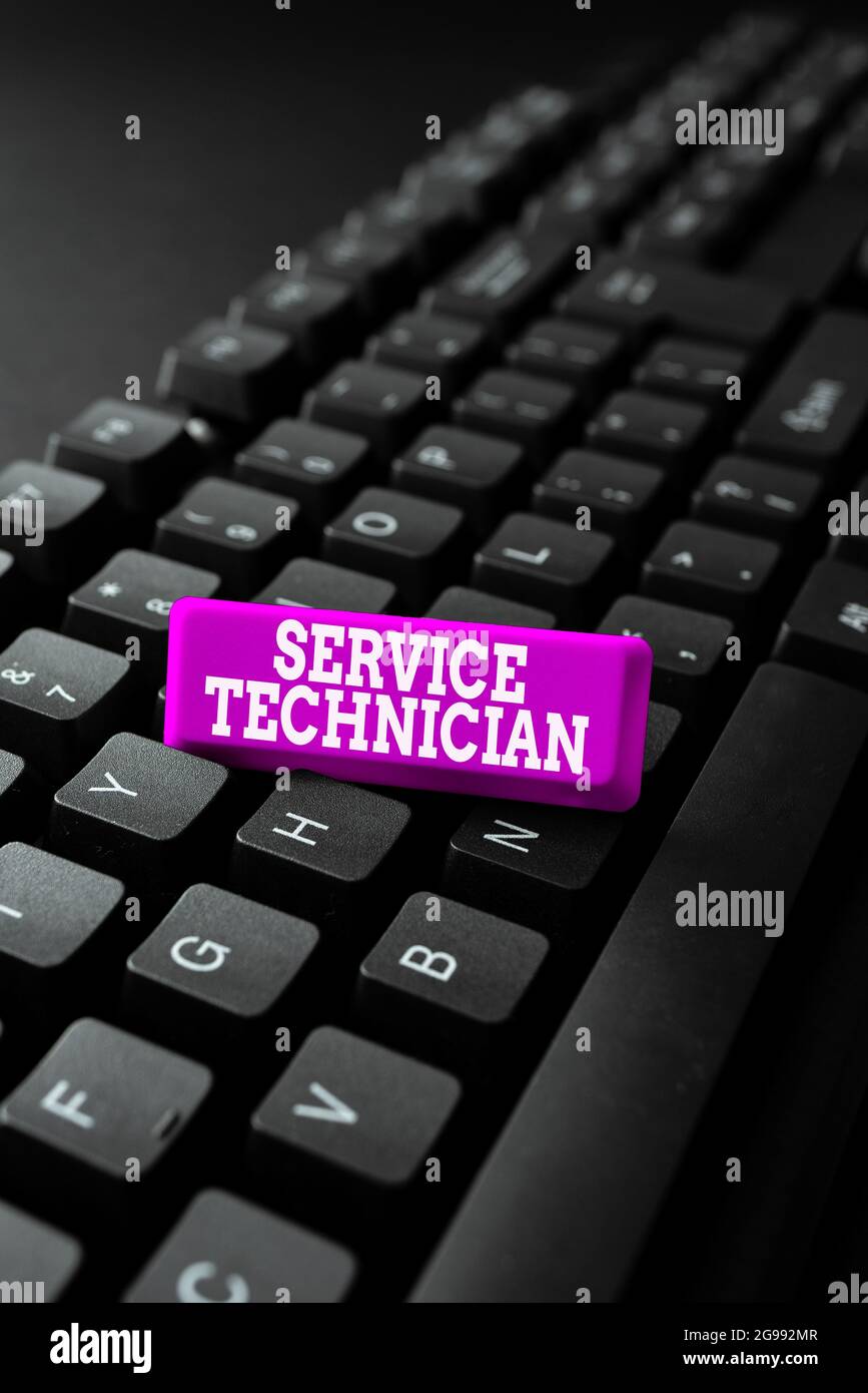 Inspiration showing sign Service Technician. Word Written on Managing ...