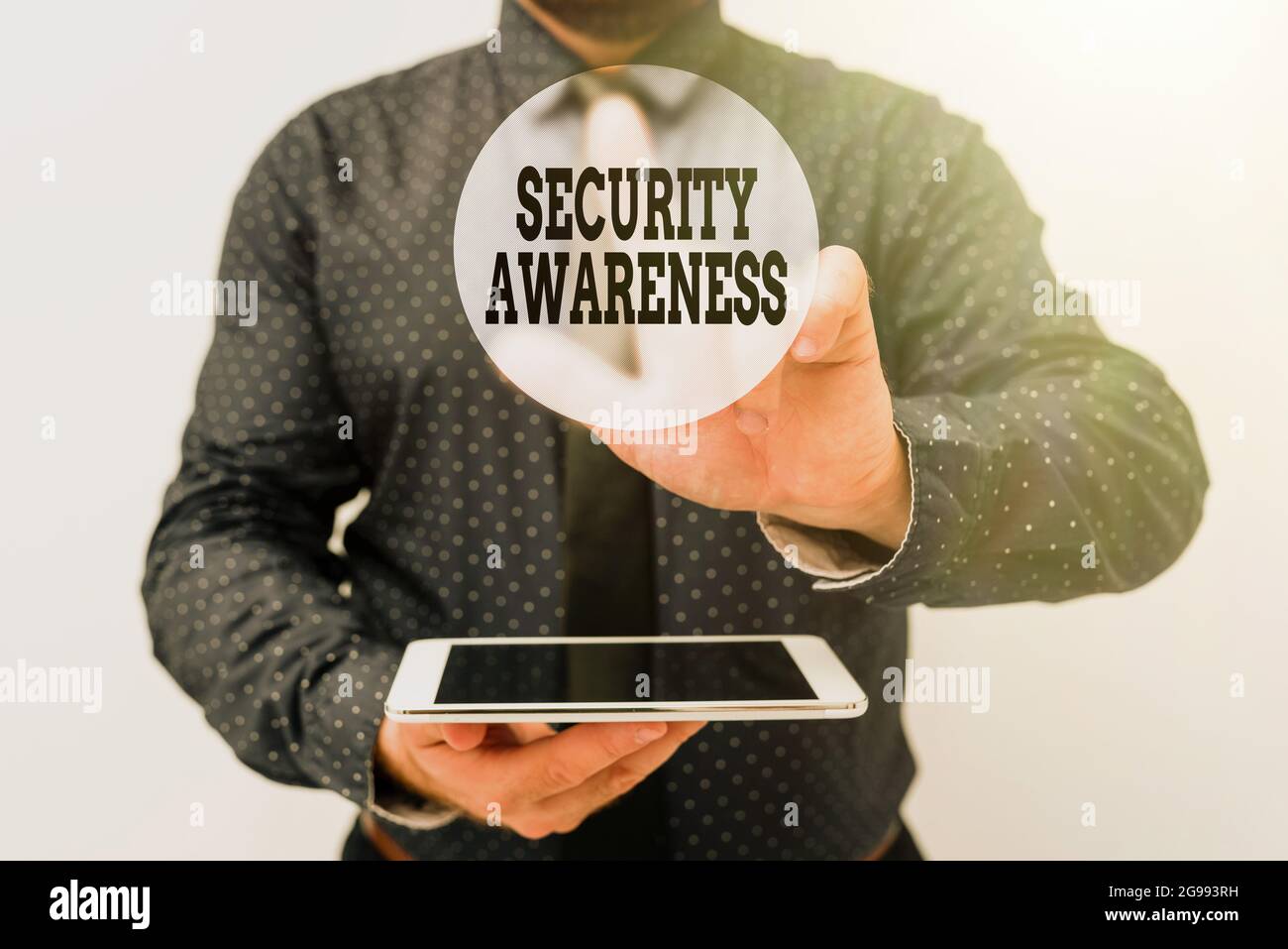 Hand writing sign Security Awareness. Word Written on educating ...