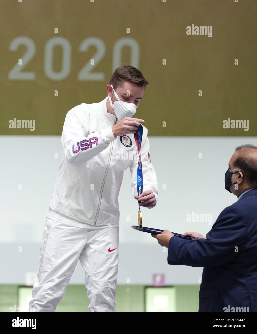 Tokyo, Japan. 25th July, 2021. William Shaner (L) of the United States ...