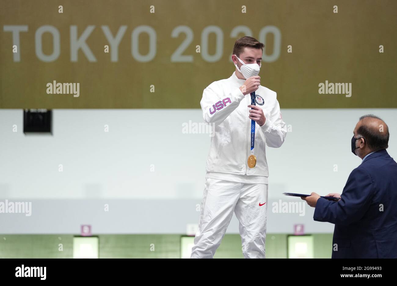 Tokyo, Japan. 25th July, 2021. William Shaner (L) of the United States ...