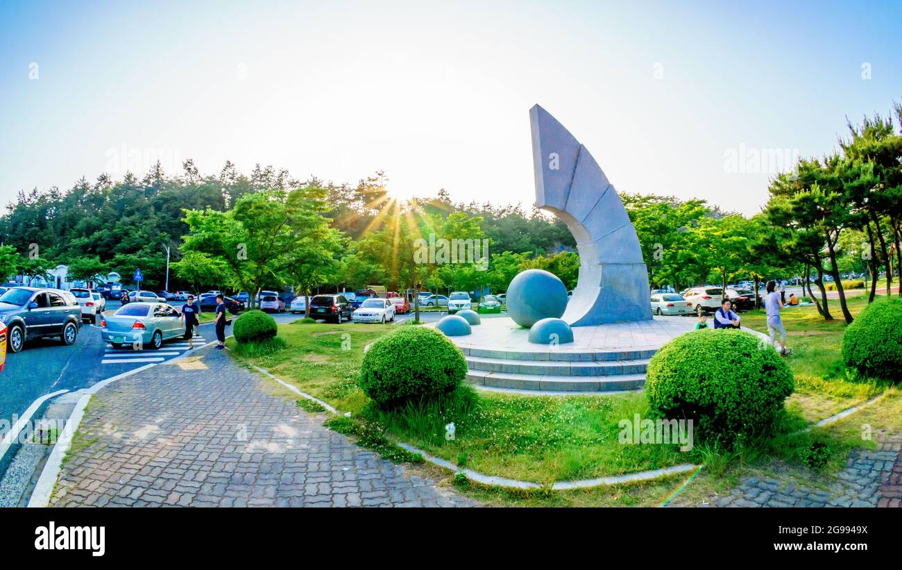MOKPO, KOREA, SOUTH - Jun 01, 2016: A closeup sho of the views from ...
