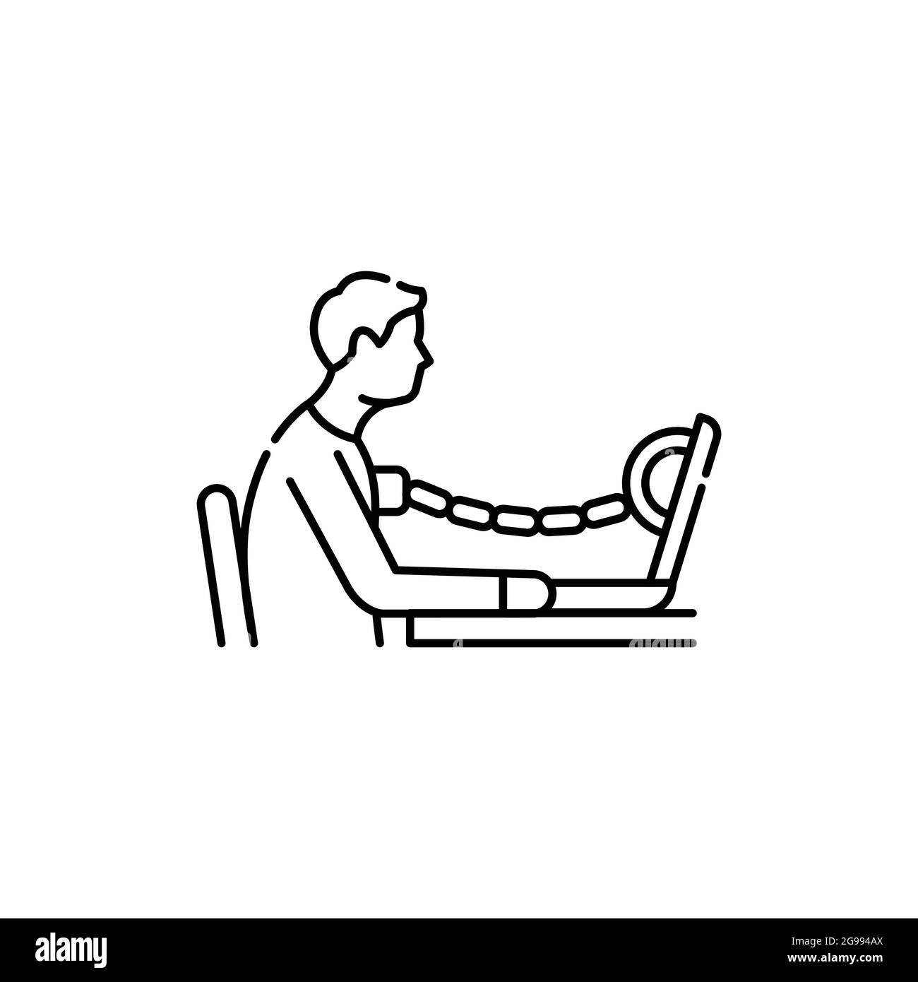 Computer addiction olor line icon. Computer-induced medical problem ...