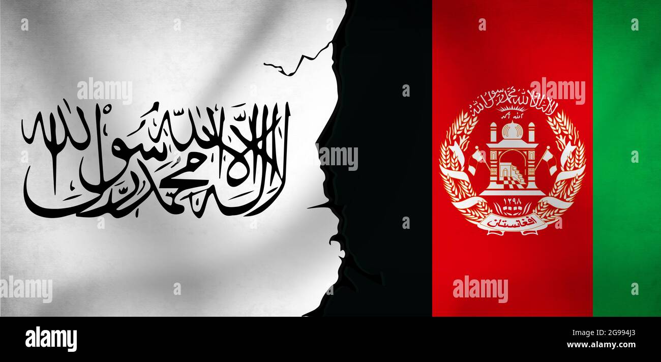 Afghanistan Vs Taliban On Going Conflict Representation with Flags and ...