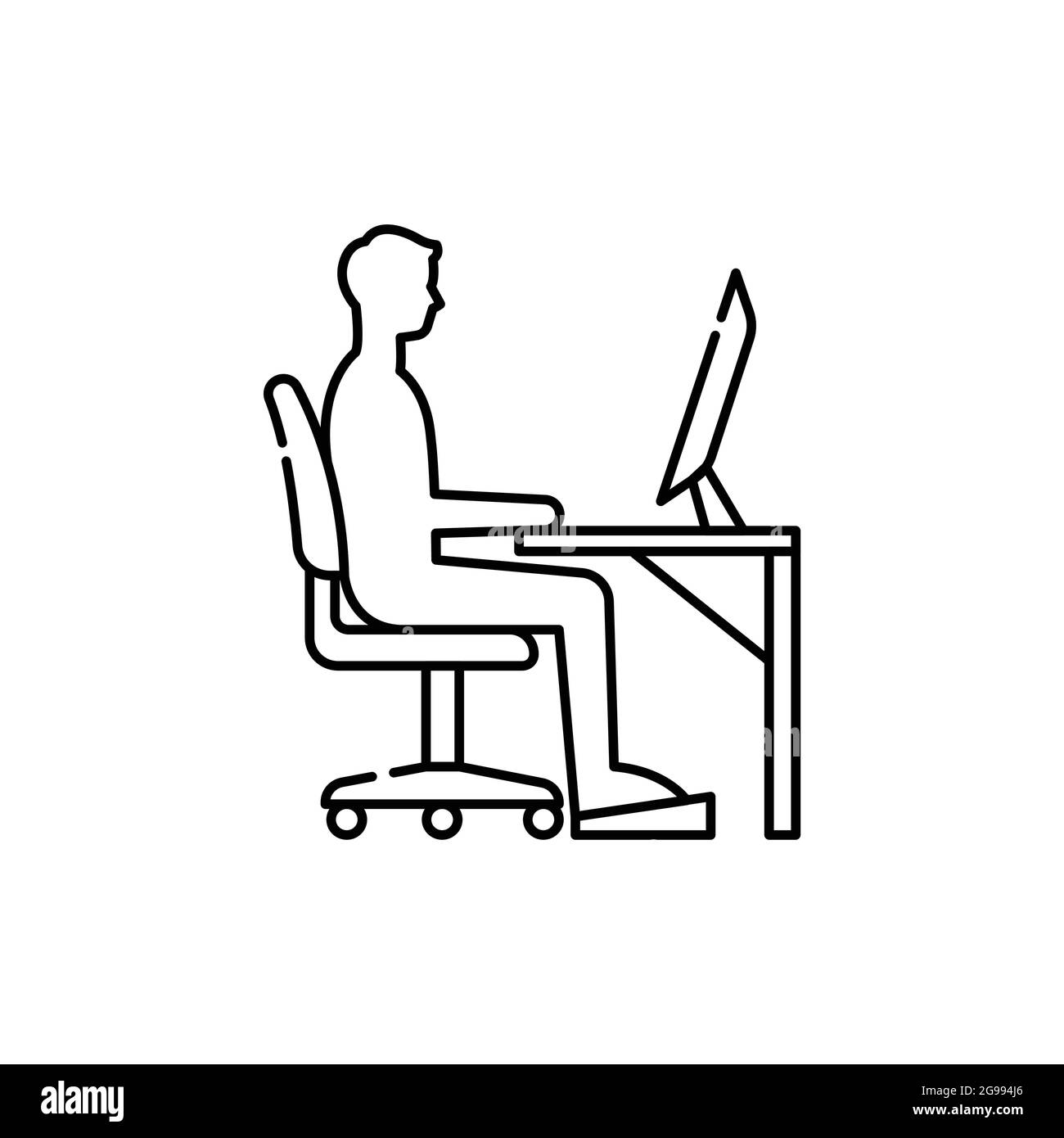 Correct sitting posture olor line icon. Pictogram for web page, mobile ...