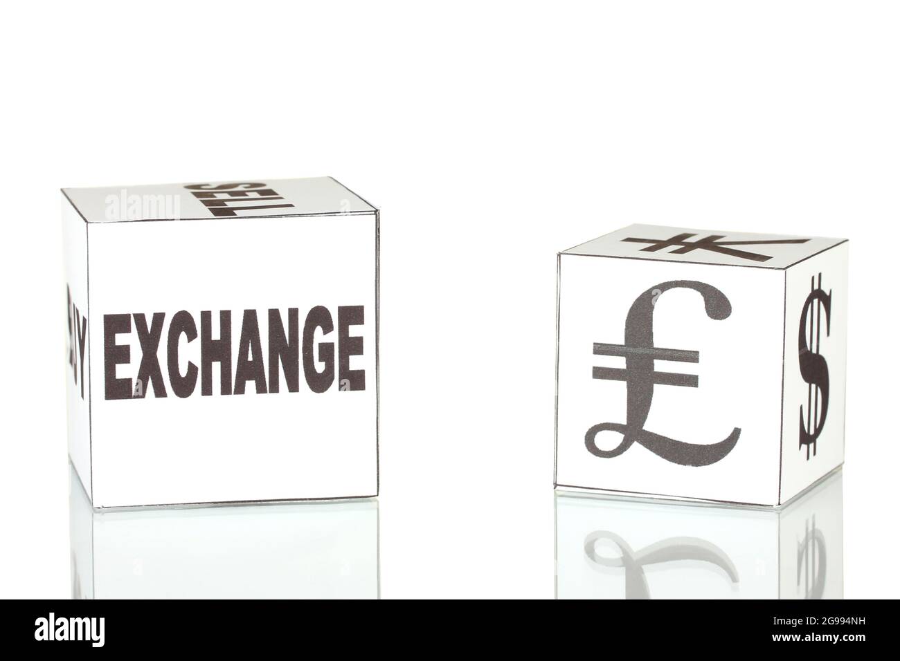forex. currency in the white dices on white background Stock Photo - Alamy