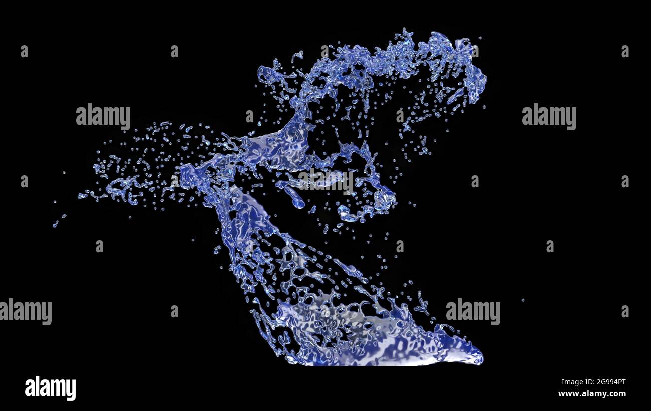 Water drop falling Cold blue liquid on black slow motion 1000fps 3d ...