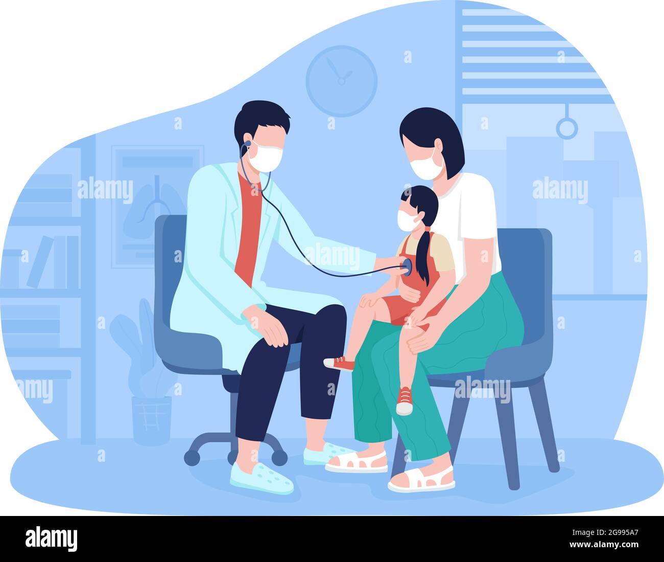 Annual pediatric visit 2D vector isolated illustration Stock Vector ...