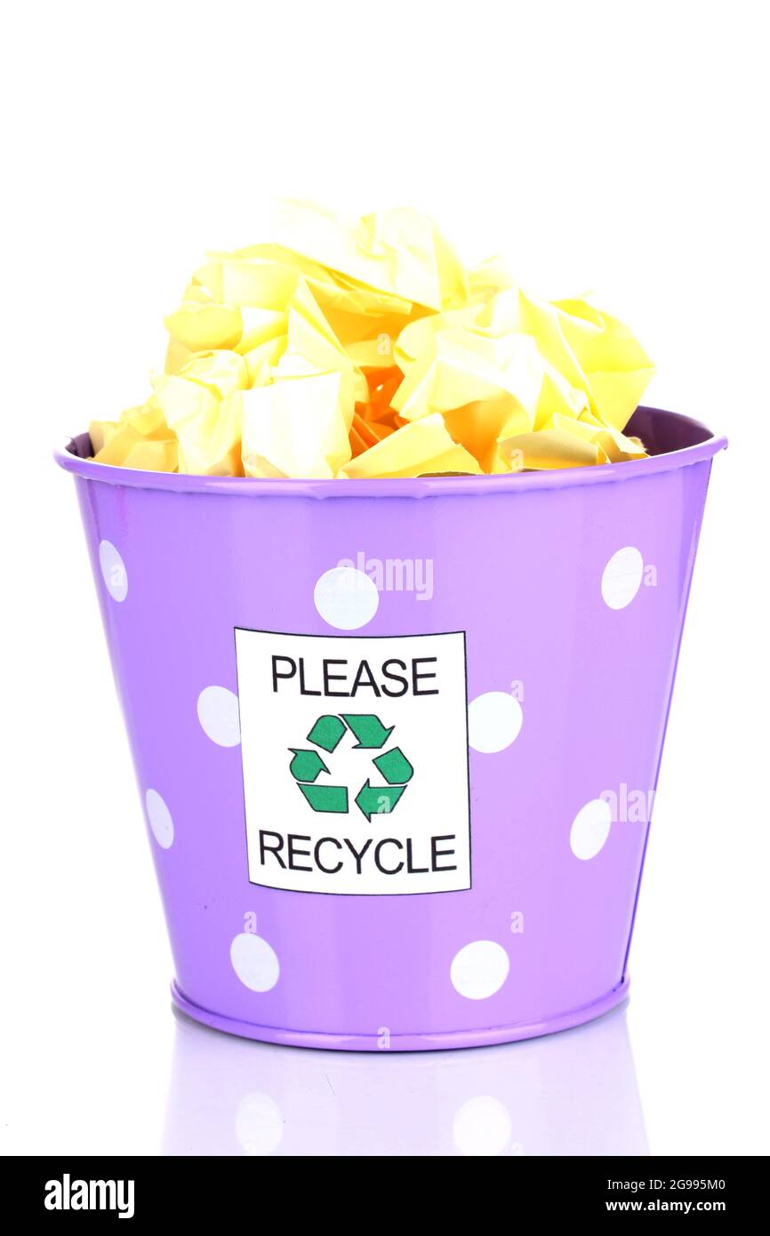 Recycling bin isolated on white Stock Photo - Alamy