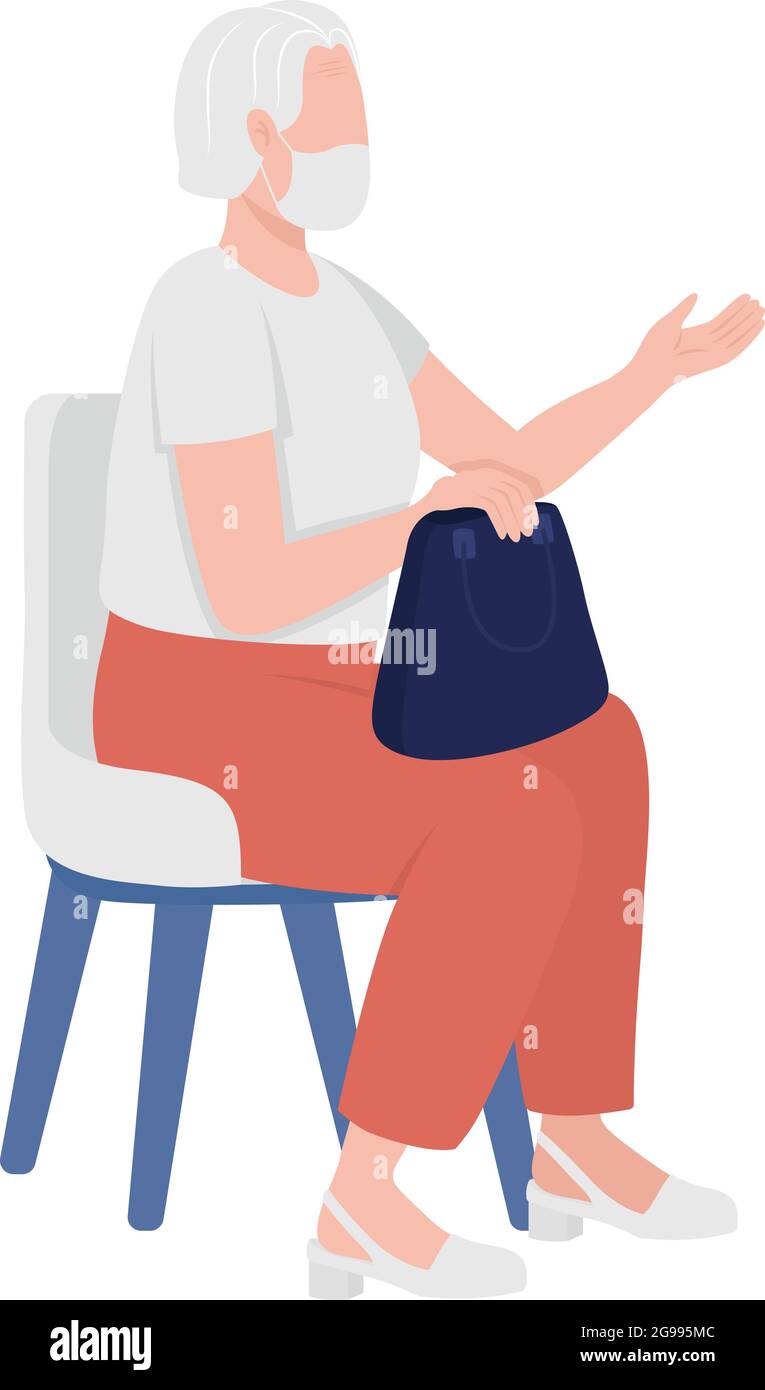 Old lady with face mask semi flat color vector character Stock Vector ...