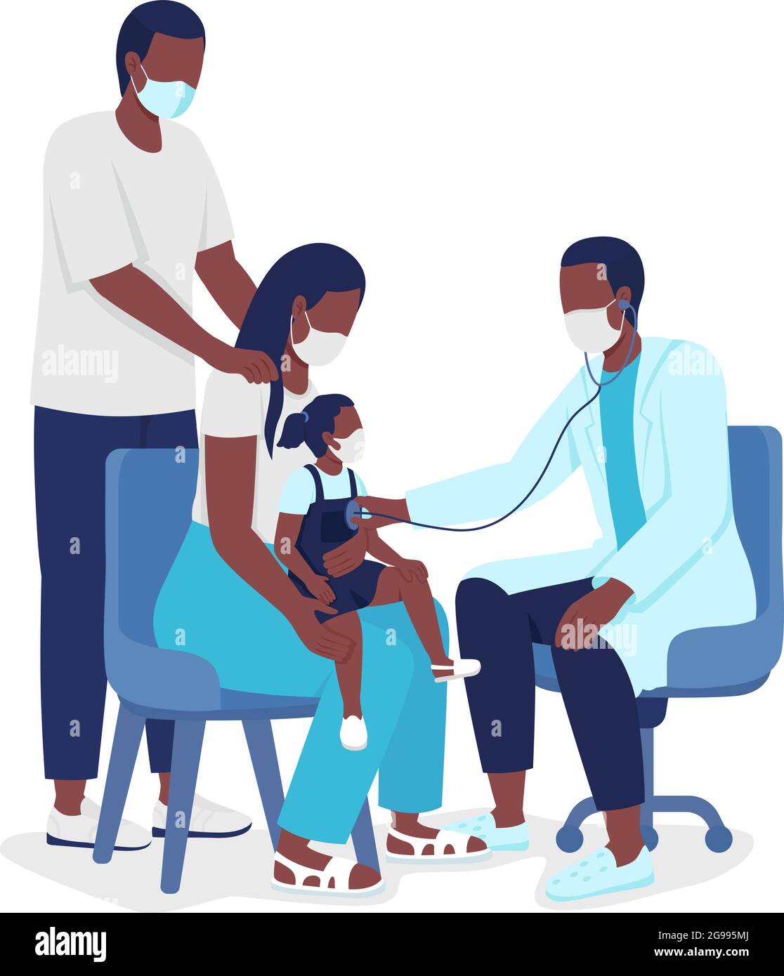 Visit to family practice doctor semi flat color vector characters Stock ...