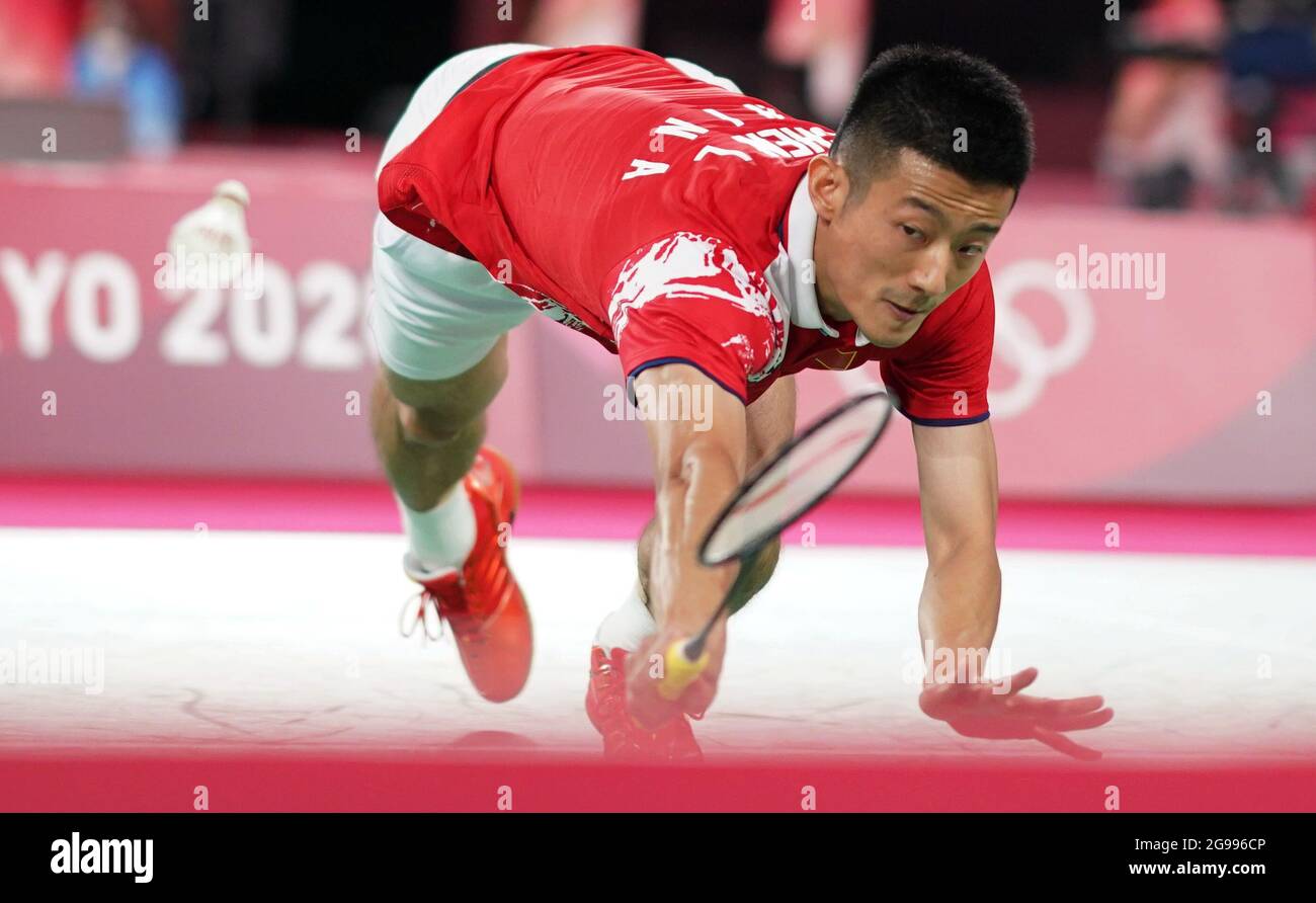 Tokyo, Japan. 25th July, 2021. China's Chen Long competes during the ...