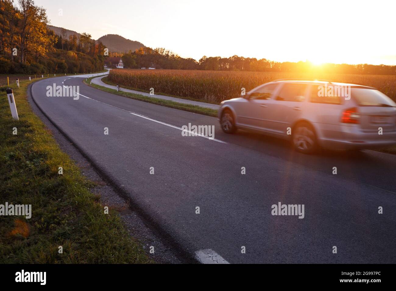 beautiful road in the sunlight. travel by car Stock Photo - Alamy