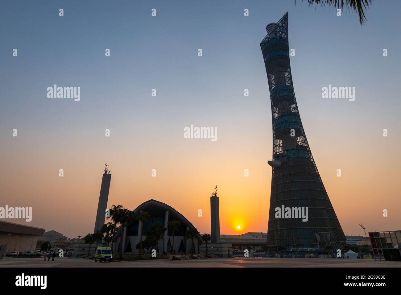 Doha, Qatar – October 1, 2019: The Torch Tower in Doha Sport City ...