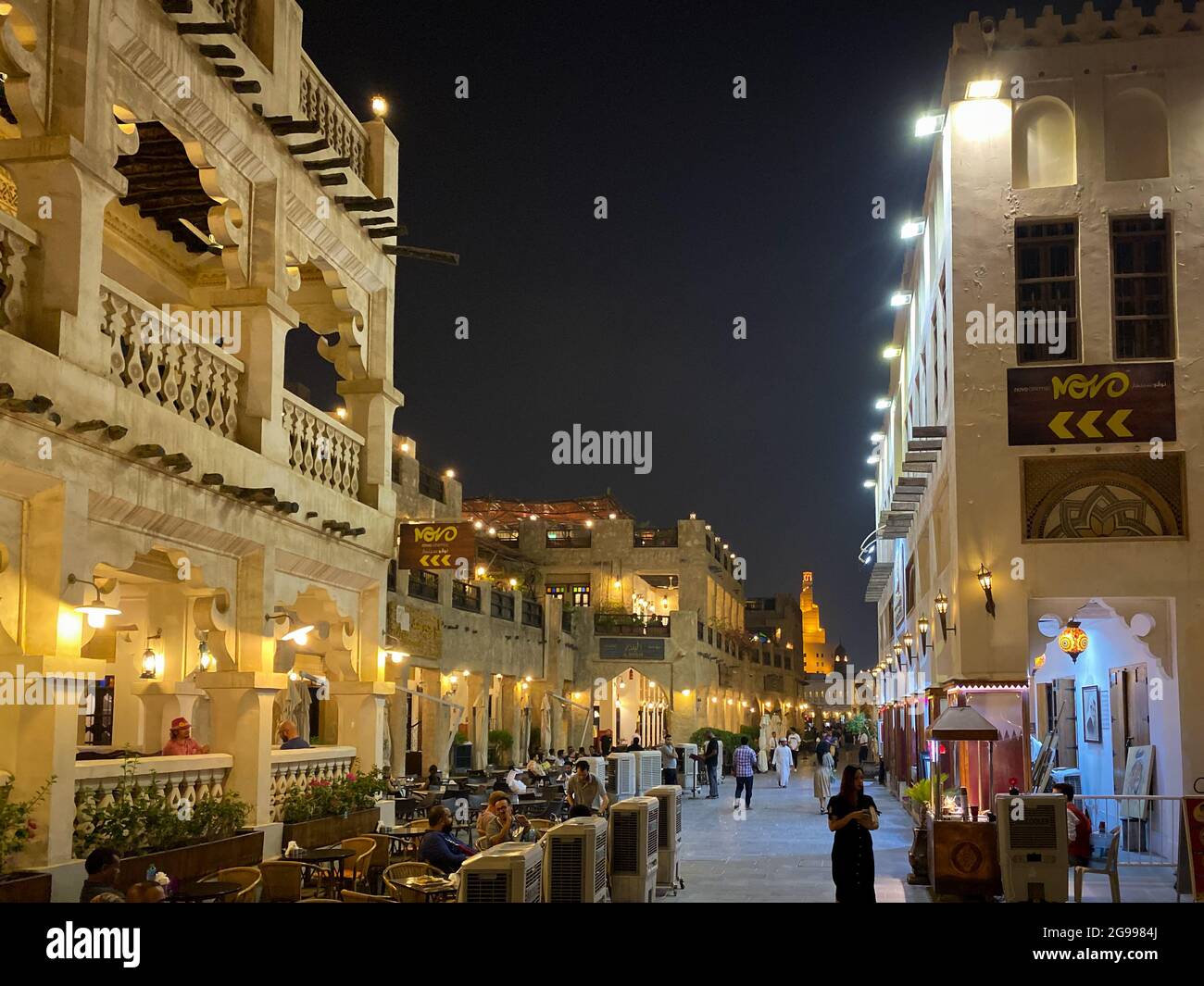 Doha, Qatar – September 24, 2019: People at Doha Souq Waqif at night in ...