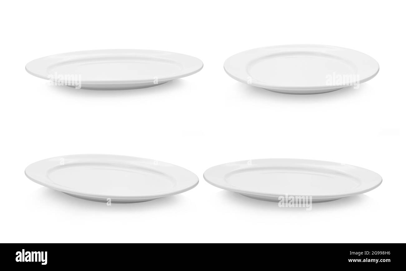 set of plate on white background Stock Photo - Alamy