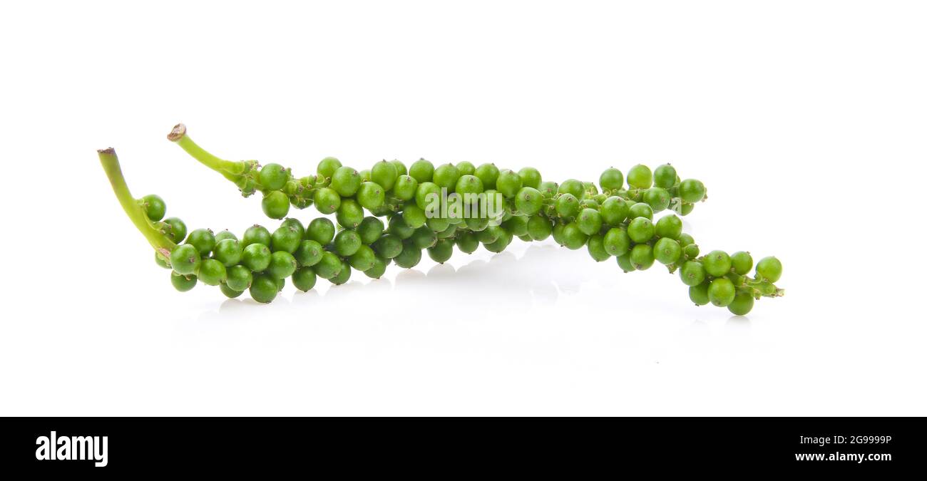 Fresh green peppercorns isolated on a white background Stock Photo - Alamy