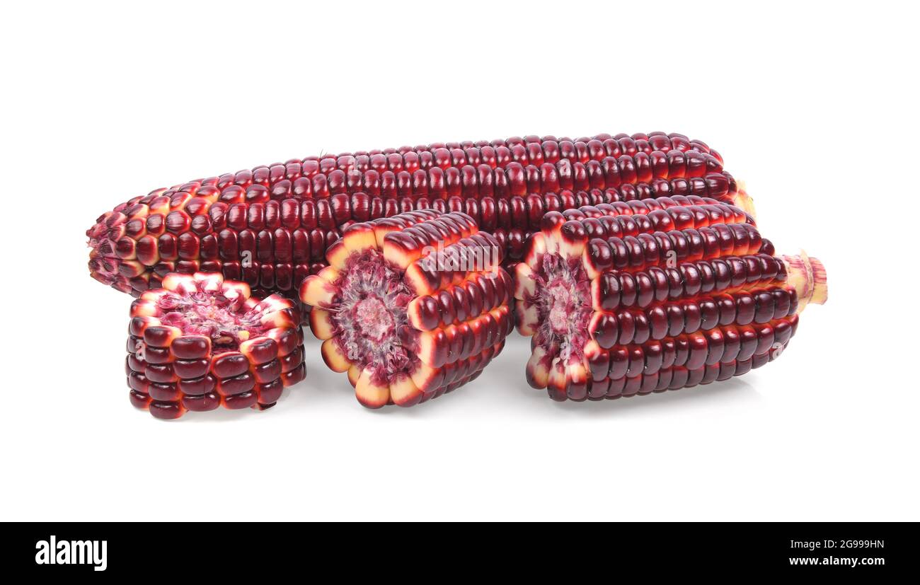Fresh purple corn isolated on white background Stock Photo - Alamy