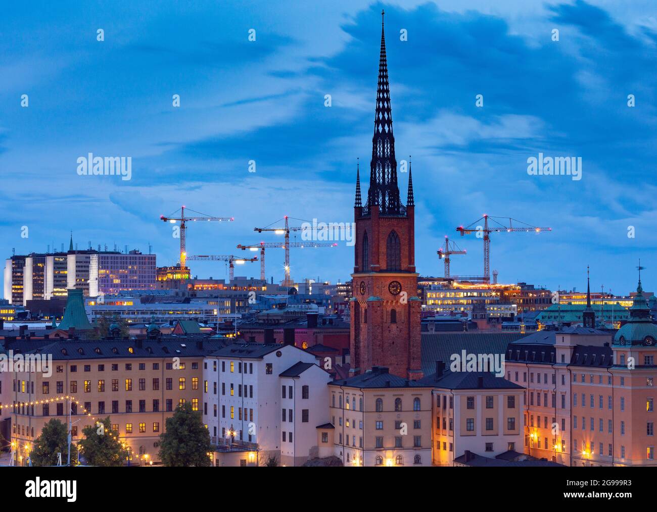 Aerial view of Gamla Stan island at sunset. Stockholm. Sweden Stock ...