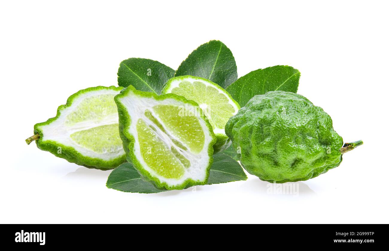 Fresh Bergamot fruit with leaf isolated on white background Stock Photo ...