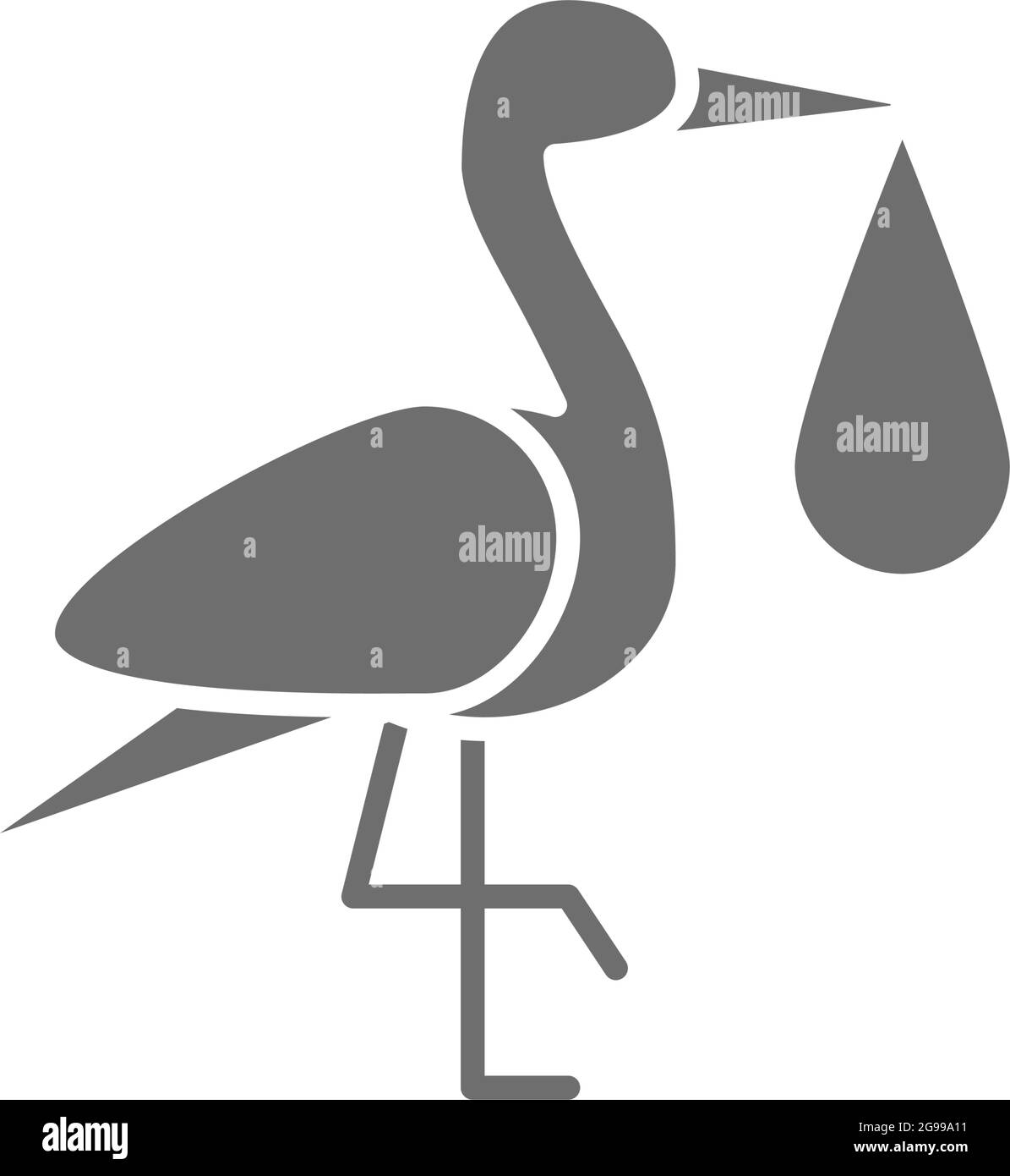 Crane bird with baby bag, stork grey icon Stock Vector Image & Art - Alamy