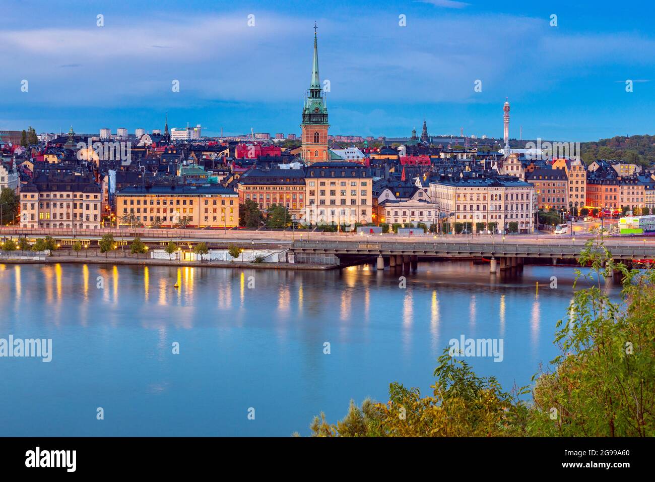Aerial view of the island Gamla Stan at sunset. Stockholm. Sweden Stock ...
