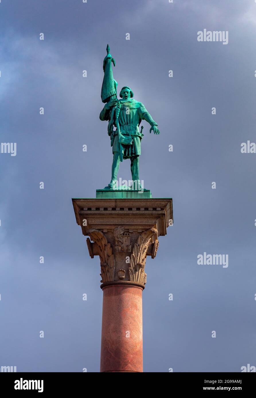 The statue on the column of the Swedish national hero - Engelbrekt ...