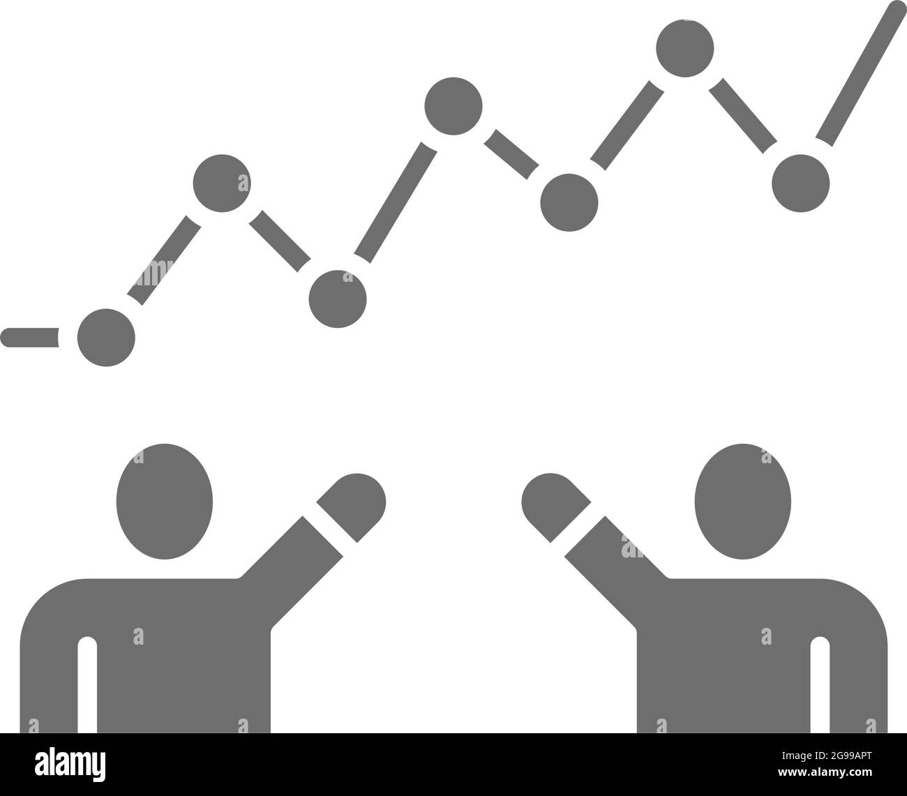 Teamwork progress, people with graph grey icon Stock Vector Image & Art ...