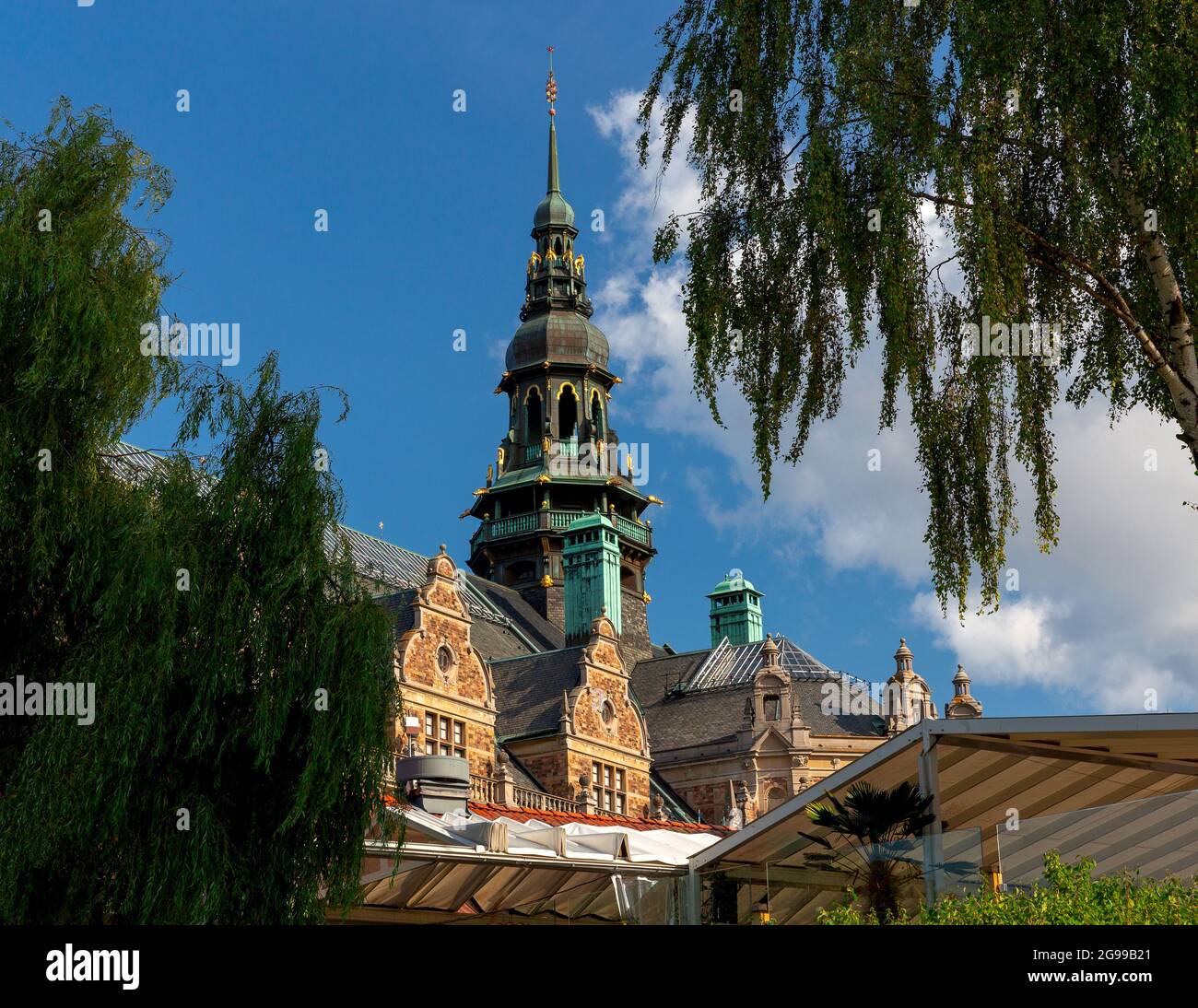 Old wooden lookout medieval green tower Stockholm Stock Photo - Alamy