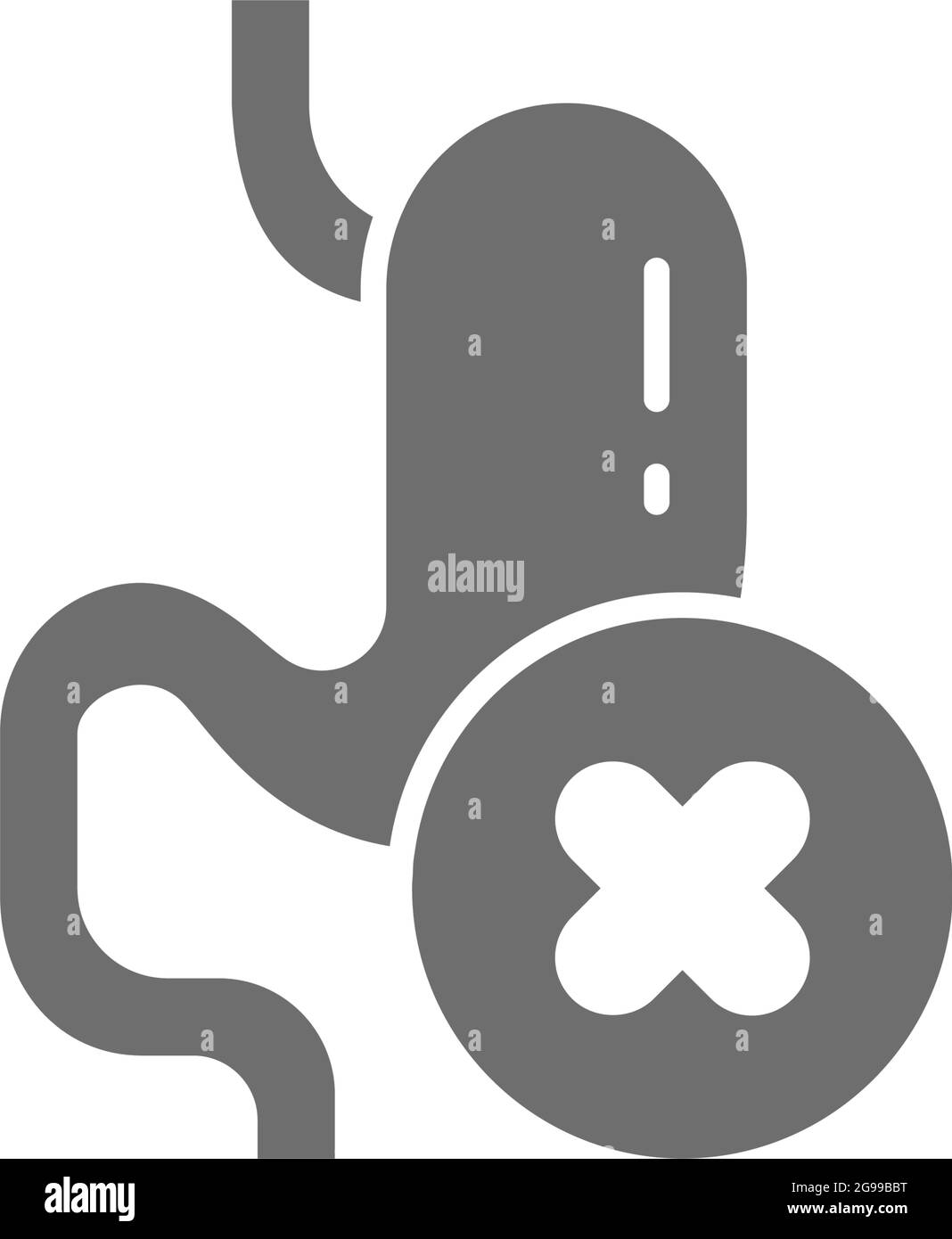 Unhealthy stomach, pain grey icon. Isolated on white background Stock ...