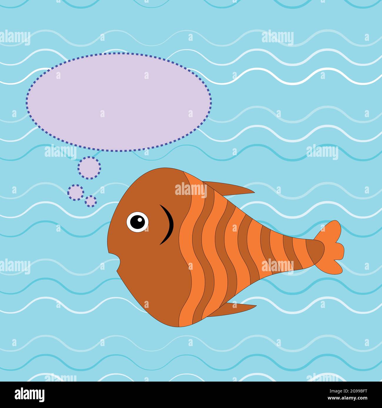 Cute graphic cartoon fish with message against the background of the ...