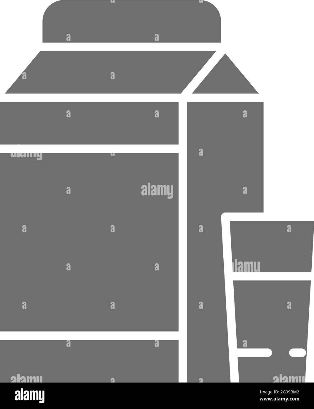 Kefir, milk, lactobacillus grey icon. Isolated on white background ...