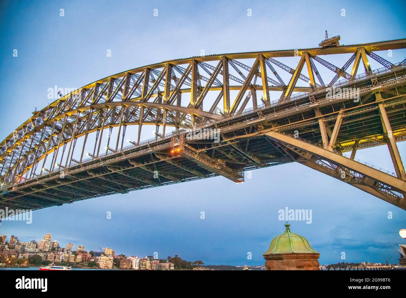 Sydney Harbour Bridge at night, view from the street Stock Photo - Alamy