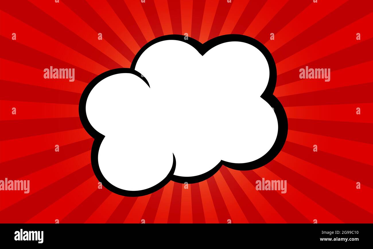 Cloud-shaped comic empty speech bubble in the red background Stock ...