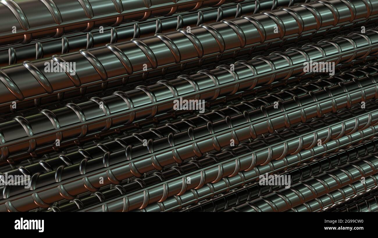 steel reinforcing steel background, isolated cgi industrial 3D ...