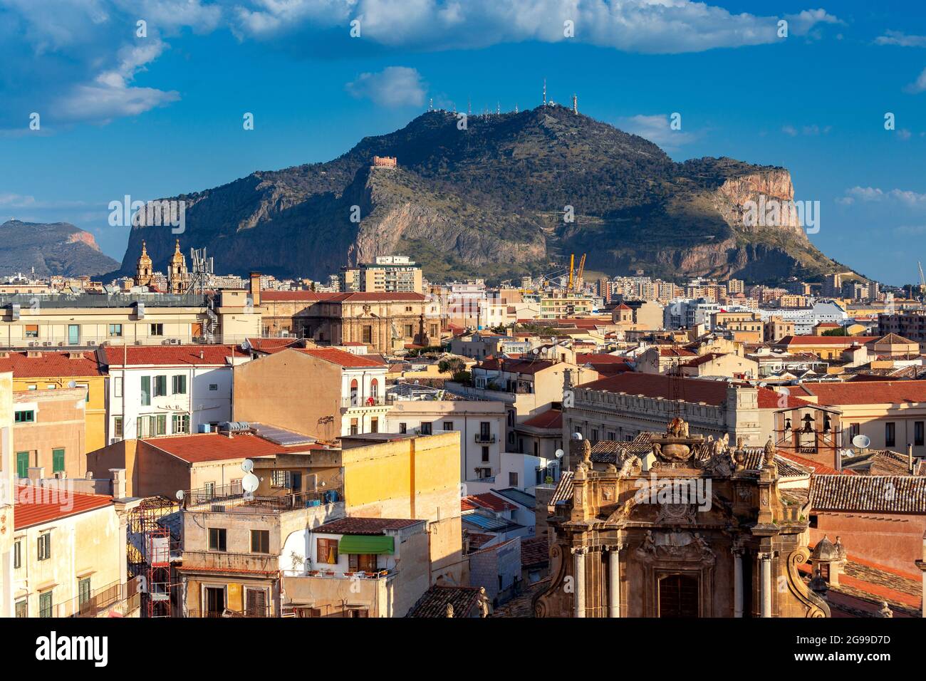 Scenic aerial view of the city on a sunny morning. Palermo. Sicily ...