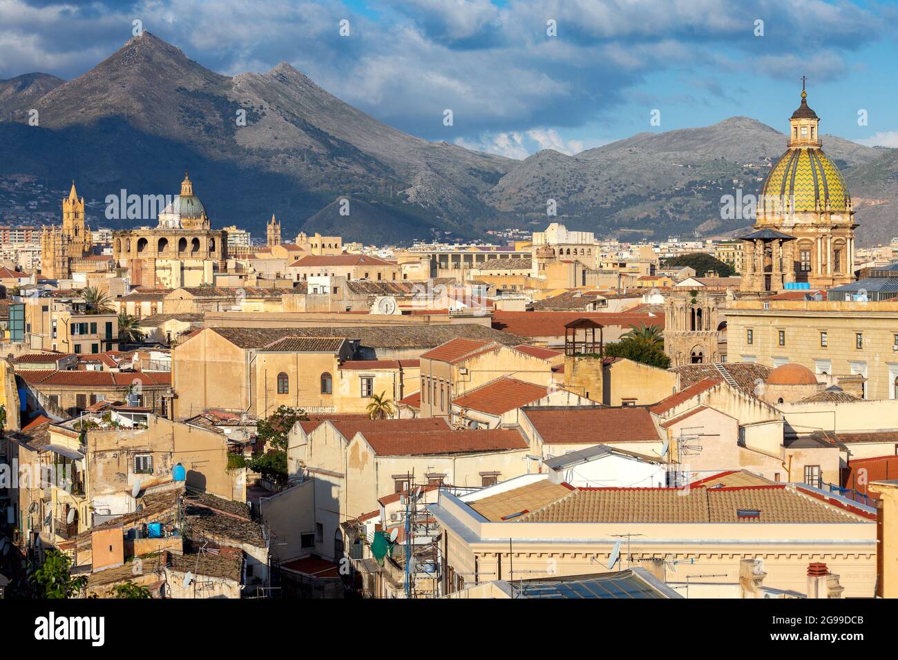 Aerial view of the old historical part of the city. Palermo. Italy ...