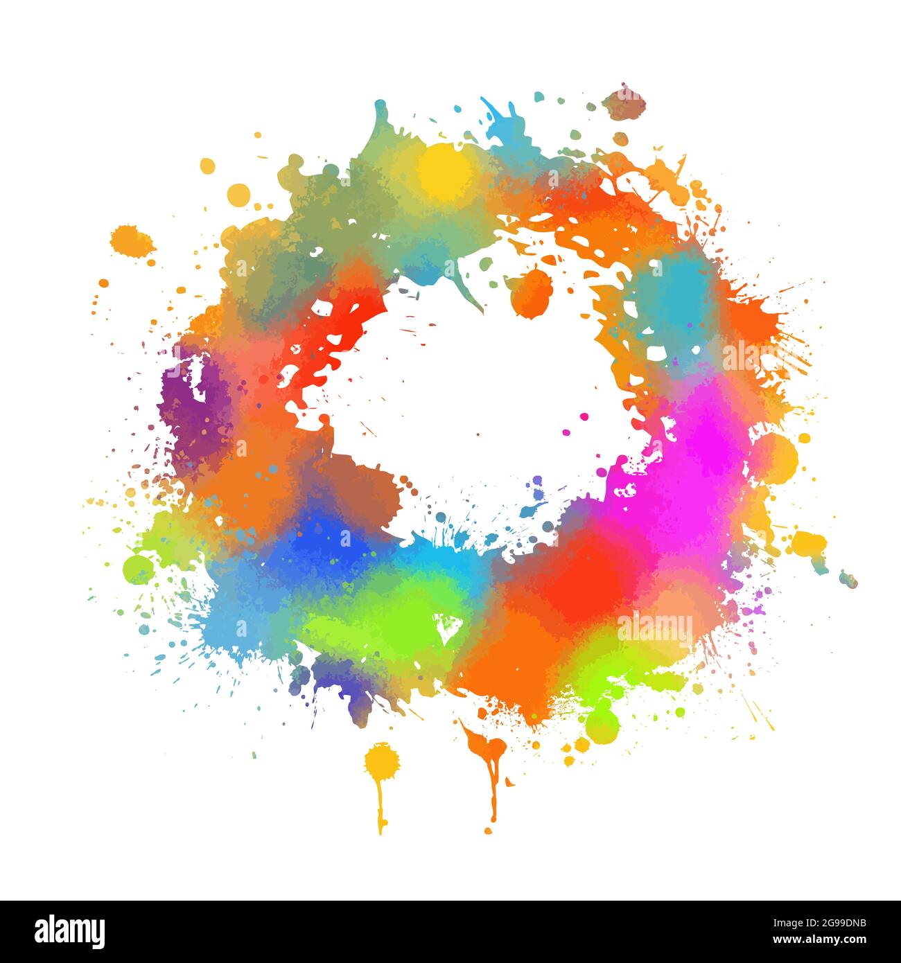 Round frame of multi-colored paint spots. Vector illustration Stock ...