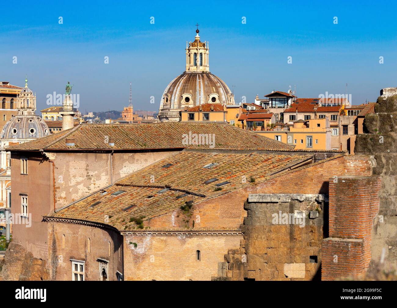 View of the domes and facades of old buildings in the historic part of ...