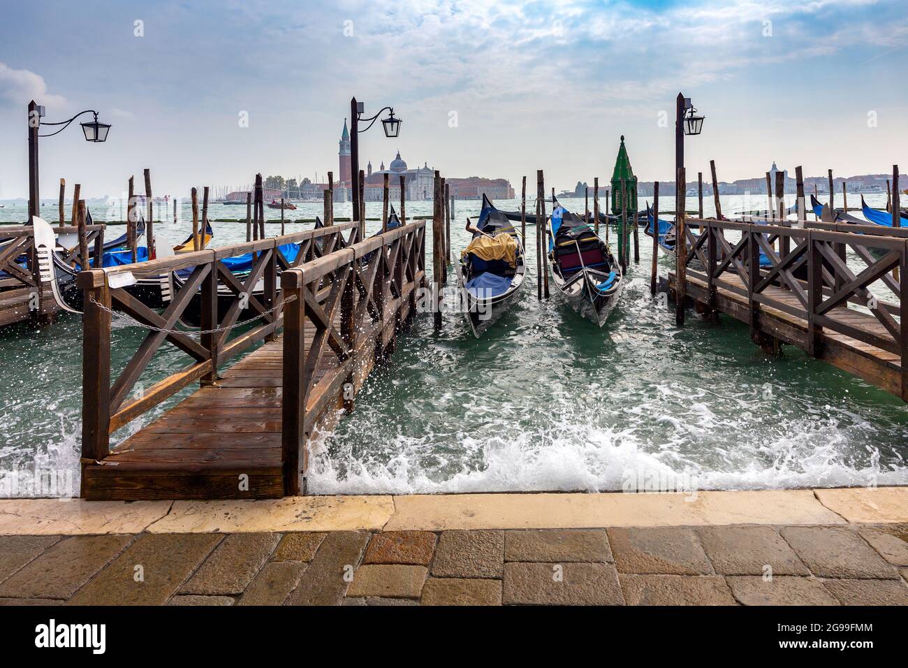 View of the Venetian lagoon and the island of St. George. Venice. Italy ...