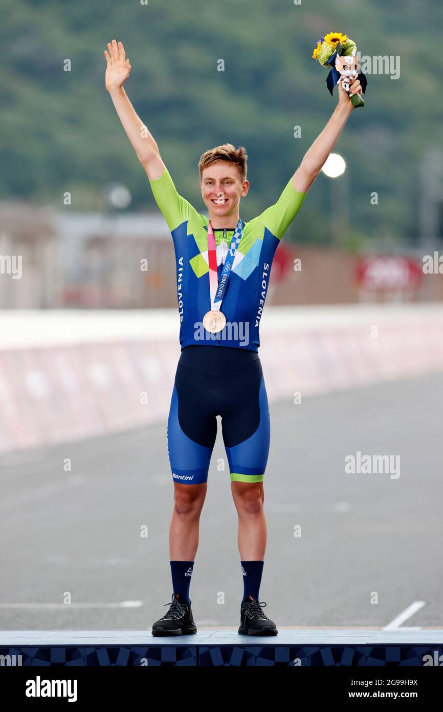 Award ceremony: Tadej POGACAR (SLO) 3rd place, bronze medal, bronze medal, bronze medalist ...