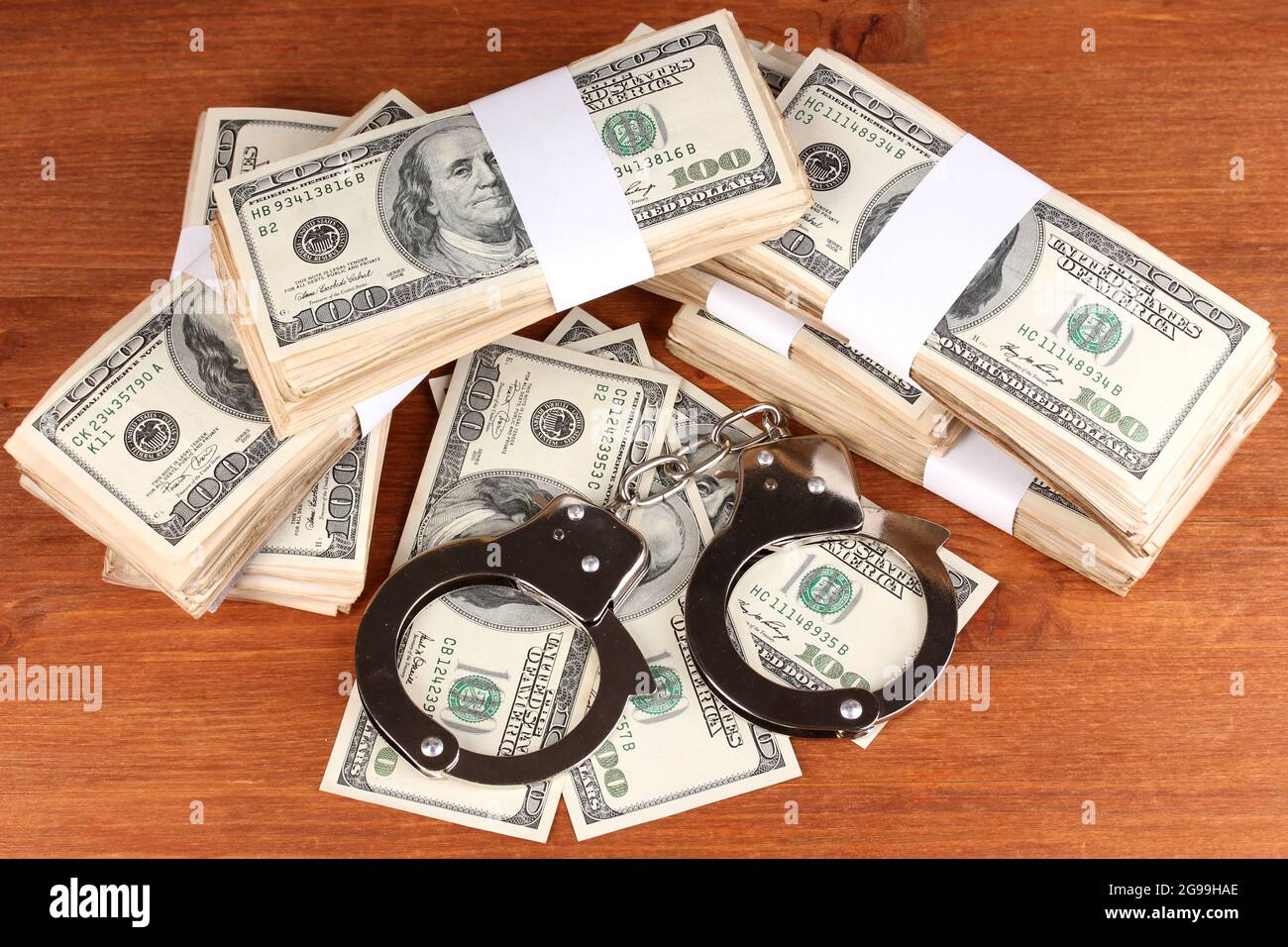 idea of punishment for financial fraud, on wooden background Stock ...