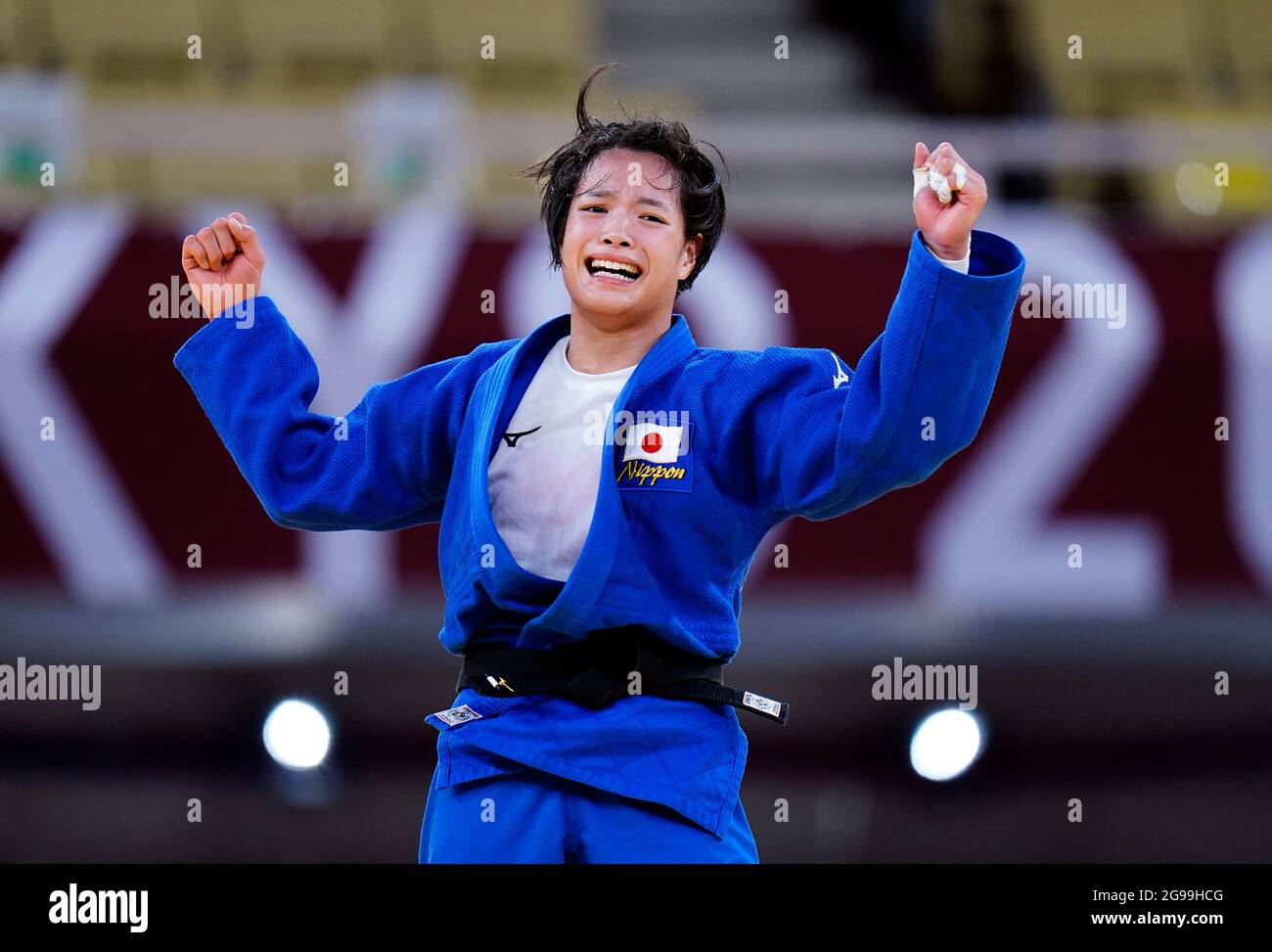 Japan’s Uta Abe celebrates winning Gold in the Women's -52kg Judo at ...