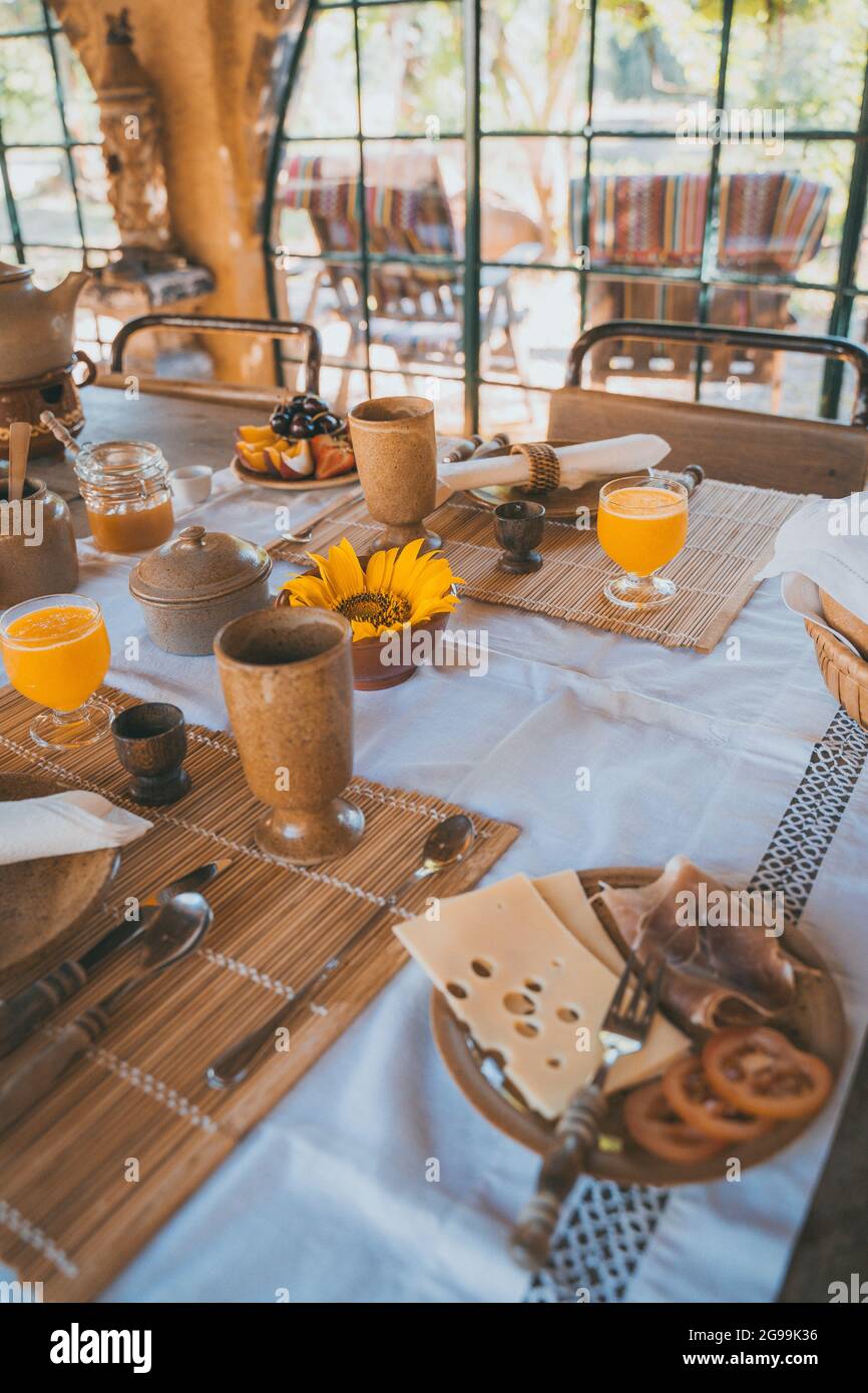 European breakfast in Summer Stock Photo - Alamy